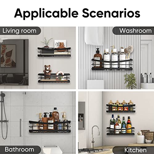 FRWUYU Shower Caddy,adhesive shower shelves Bathroom Shower Organizer Large capacity,[4-Pack],Shower Shelf for Inside Shower Rack,bathroom shower shelves,Matte Black