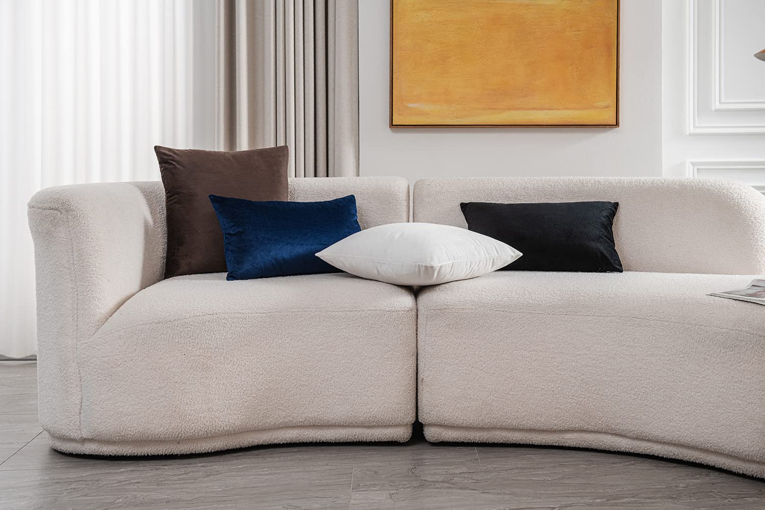 DEZENE Decorative Pillow Covers 12x20 Black: 2 Pack Cozy Soft Velvet Rectangular Throw Pillow Cases for Farmhouse Home Decor