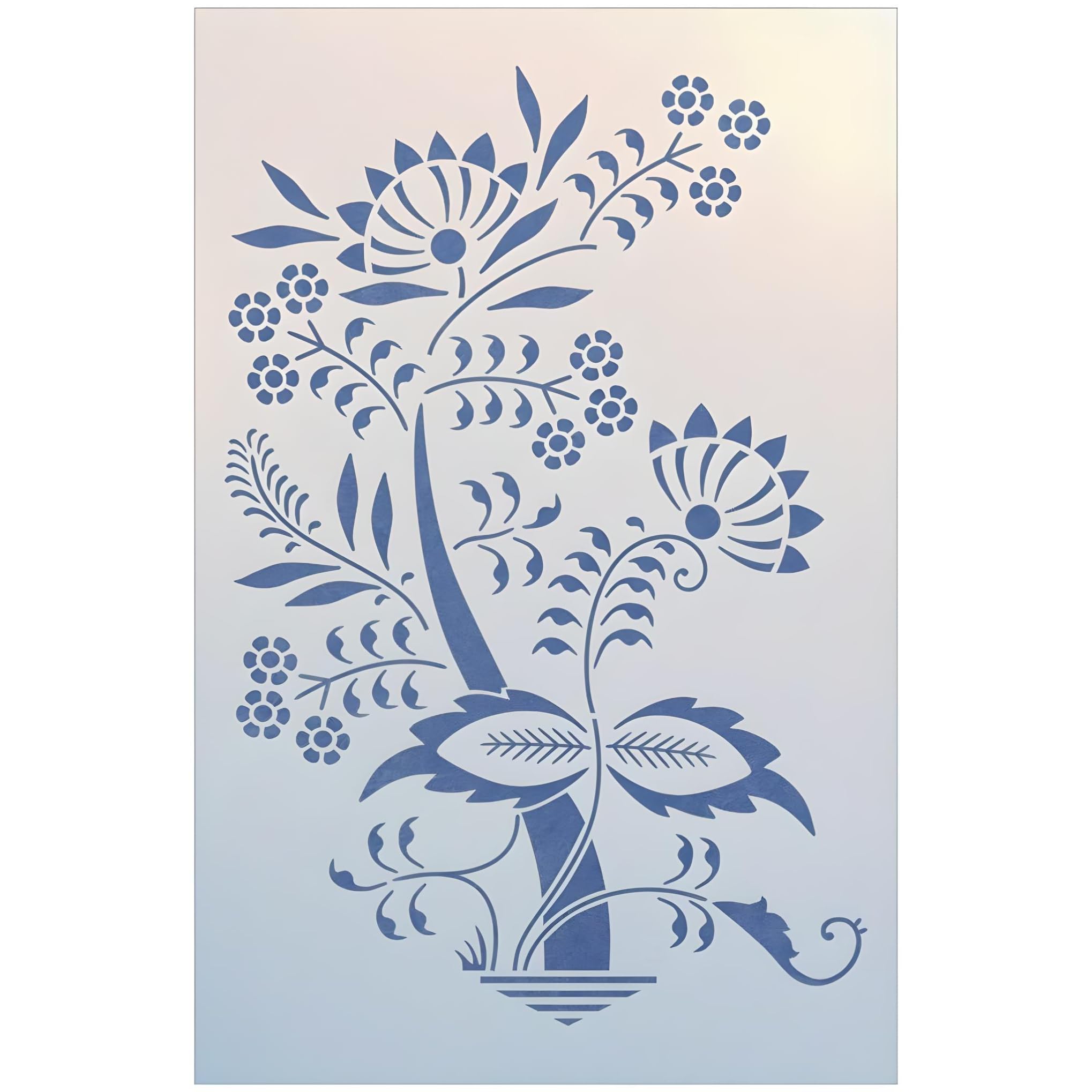 Blue Danube 1 Stencil -16" x 10.75" Blue Onion Style Flower Floral Arrangements Bouquet Romantic DIY Vase Pitcher Decor Painting Gifts Crafts Laser Cut Mylar Reusable Templates - The Artful Stencil
