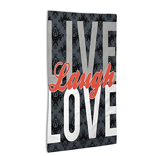 niBBuns Live Laugh Love Theme,Bath Towels/Hand Towels/Washcloths,Different Types Words of Victorian Motifs,Bathroom Towels|Soft Absorbent Towels for Bathroom,Red Grey,15.75x31.5in