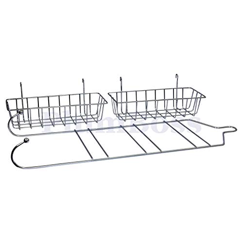 Plumboss E2050 Shower Caddy Over Shower Head Basket Shelf with Hooks for Hanging Sponge and Razor,Shampoo Holder Organizer Stainless Steel Chrome