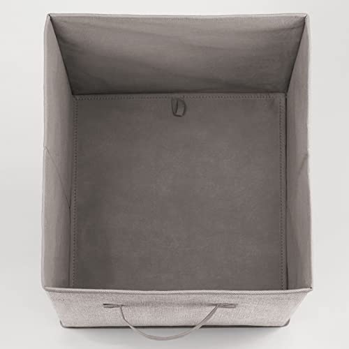 mDesign Small Fabric Collapsible Organizer Cube Bin Box with Front Handle for Cube Furniture Units, Closet or Bedroom Storage, Holds Clothing, Linens, Accessories - Lido Collection - 8 Pack - Linen