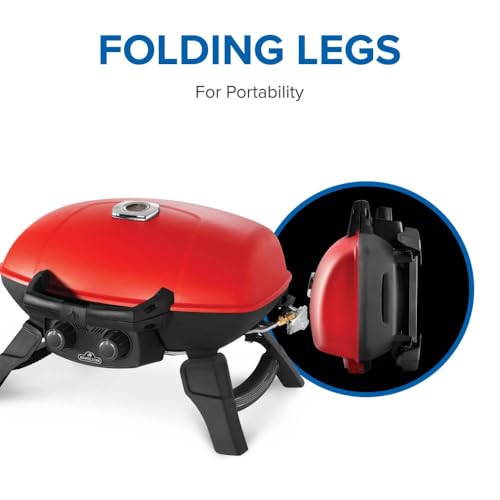 Napoleon - TravelQ 285 Portable Propane Gas Grill with Griddle, Red, 2 Burners, For Tailgating, Camping, And Small Outdoor Spaces