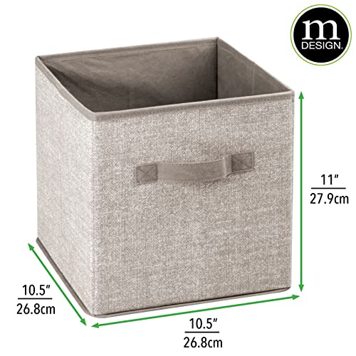 mDesign Small Fabric Collapsible Organizer Cube Bin Box with Front Handle for Cube Furniture Units, Closet or Bedroom Storage, Holds Clothing, Linens, Accessories - Lido Collection - 8 Pack - Linen
