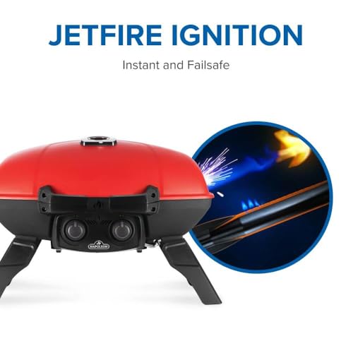 Napoleon - TravelQ 285 Portable Propane Gas Grill with Griddle, Red, 2 Burners, For Tailgating, Camping, And Small Outdoor Spaces