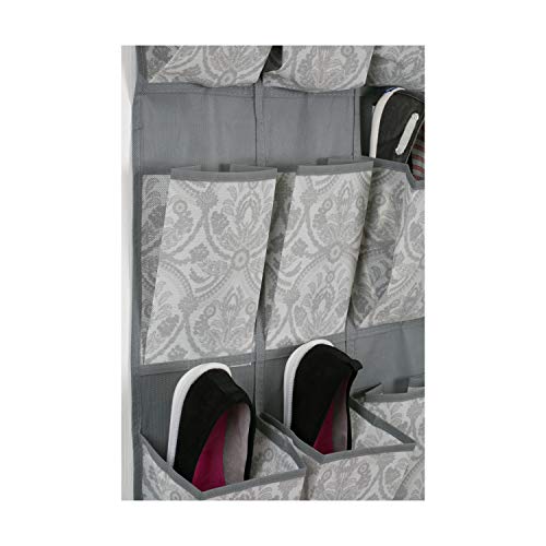Laura Ashley Non-Woven 20 Pocket Shoe Organizer | Almeida Closet Storage | Foldable | Great for Inside Closet | Hung Behind Door | Organizes Shoes | Sneakers | Accessories | Dove Grey