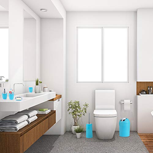 Cocoarm Bathroom Accessories Set, 6 Piece Plastic Bath Ensemble Gift Set Bath Set Plastic Cup, Toothbrush Holder, Soap Holder, Lotion Bottles, Bins, Toilet Brush Bathroom Set (Blue)