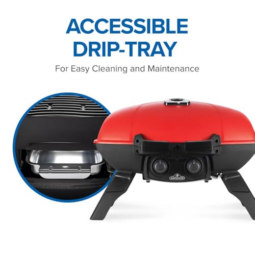 Napoleon - TravelQ 285 Portable Propane Gas Grill with Griddle, Red, 2 Burners, For Tailgating, Camping, And Small Outdoor Spaces