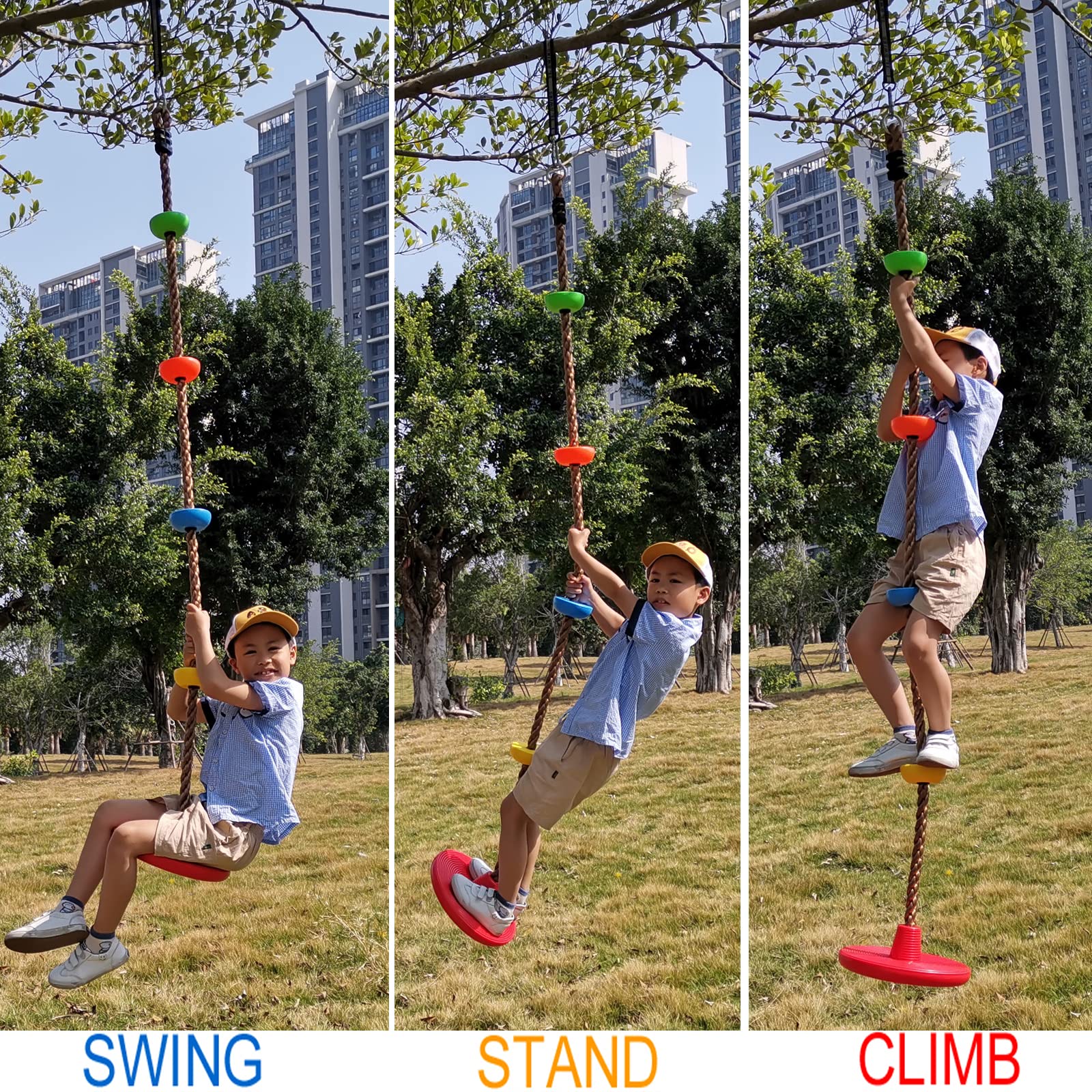 Xinlinke Tree Climbing Rope and Kids Disc Swing Seat Set Outdoor Backyard Playground Accessories