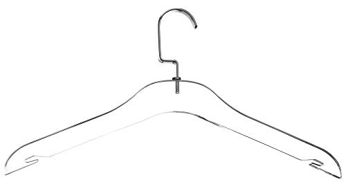 Clear Acrylic Clothes Hangers - 10 Pack Stylish and Heavy Duty Closet Organizer with Silver Chrome Plated Steel Hooks - Non-Slip Notches for Suit Jacket, Sweater, Blouse, and Dress - by Designstyles