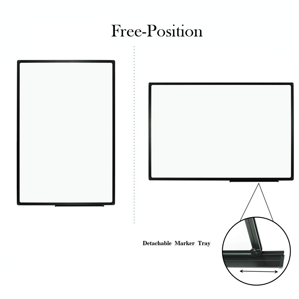 JILoffice Magnetic Whiteboard/White Board, Dry Erase Board 36 x 24 Inch, Black Aluminum Frame Wall Mounted Board for Office Home and School