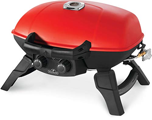 Napoleon - TravelQ 285 Portable Propane Gas Grill with Griddle, Red, 2 Burners, For Tailgating, Camping, And Small Outdoor Spaces