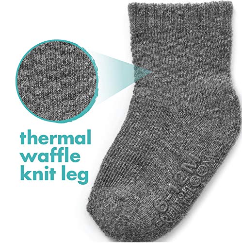 Fruit of the Loom Baby 6-Pack All Weather Crew-Length Socks, Mesh & Thermal Stretch - Unisex, Girls, Boys (6-12 Months, Blue)