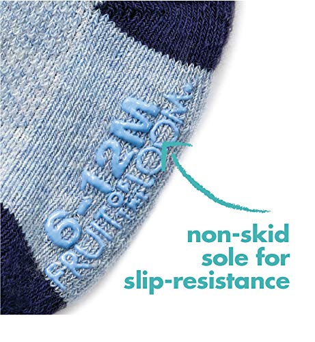 Fruit of the Loom Baby 6-Pack All Weather Crew-Length Socks, Mesh & Thermal Stretch - Unisex, Girls, Boys (6-12 Months, Blue)