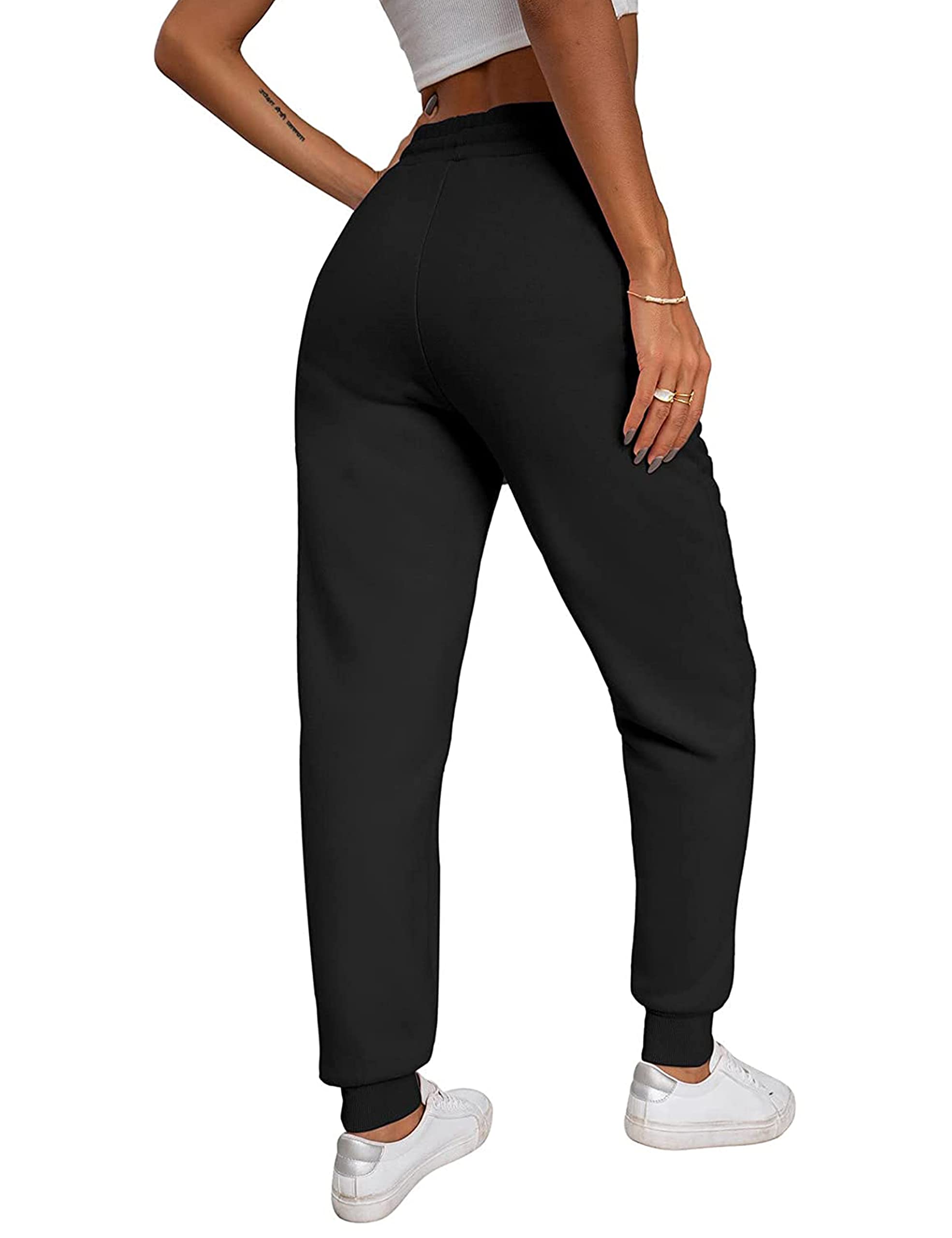 Yeokou Women's Warm Sherpa Lined Athletic Sweatpants Jogger Fleece Pants (X-Large, Black)