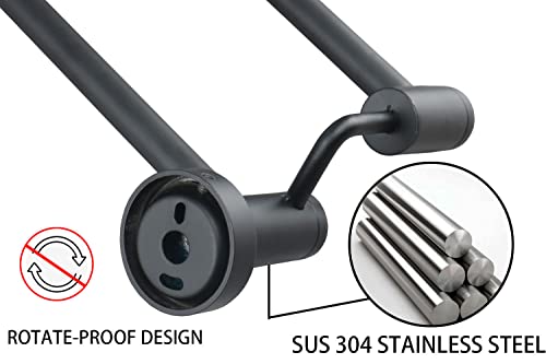 TocTen Double Bath Towel Bar - Thicken SUS304 Stainless Steel Towel Rack for Bathroom, Bathroom Accessories Double Towel Rod Heavy Duty Wall Mounted Towel Holder (Black, 30IN)