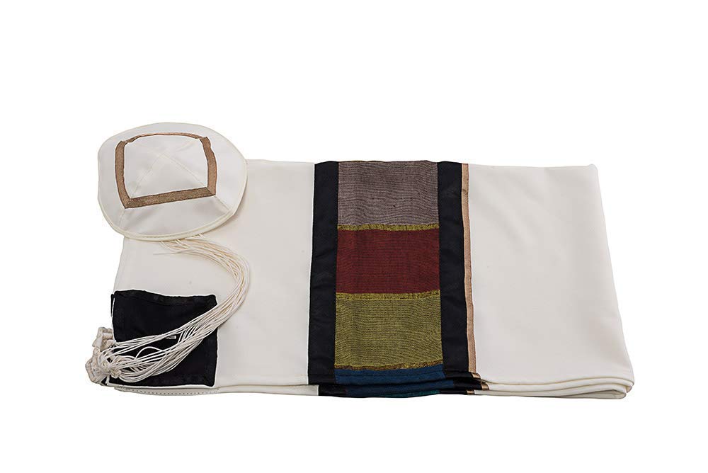 Handmade Colorful Walls of Jerusalem Tallit, Bar Mitzvah Tallit, Wedding Tallit from Israel, Hebrew Prayer Shawl 20"x72"