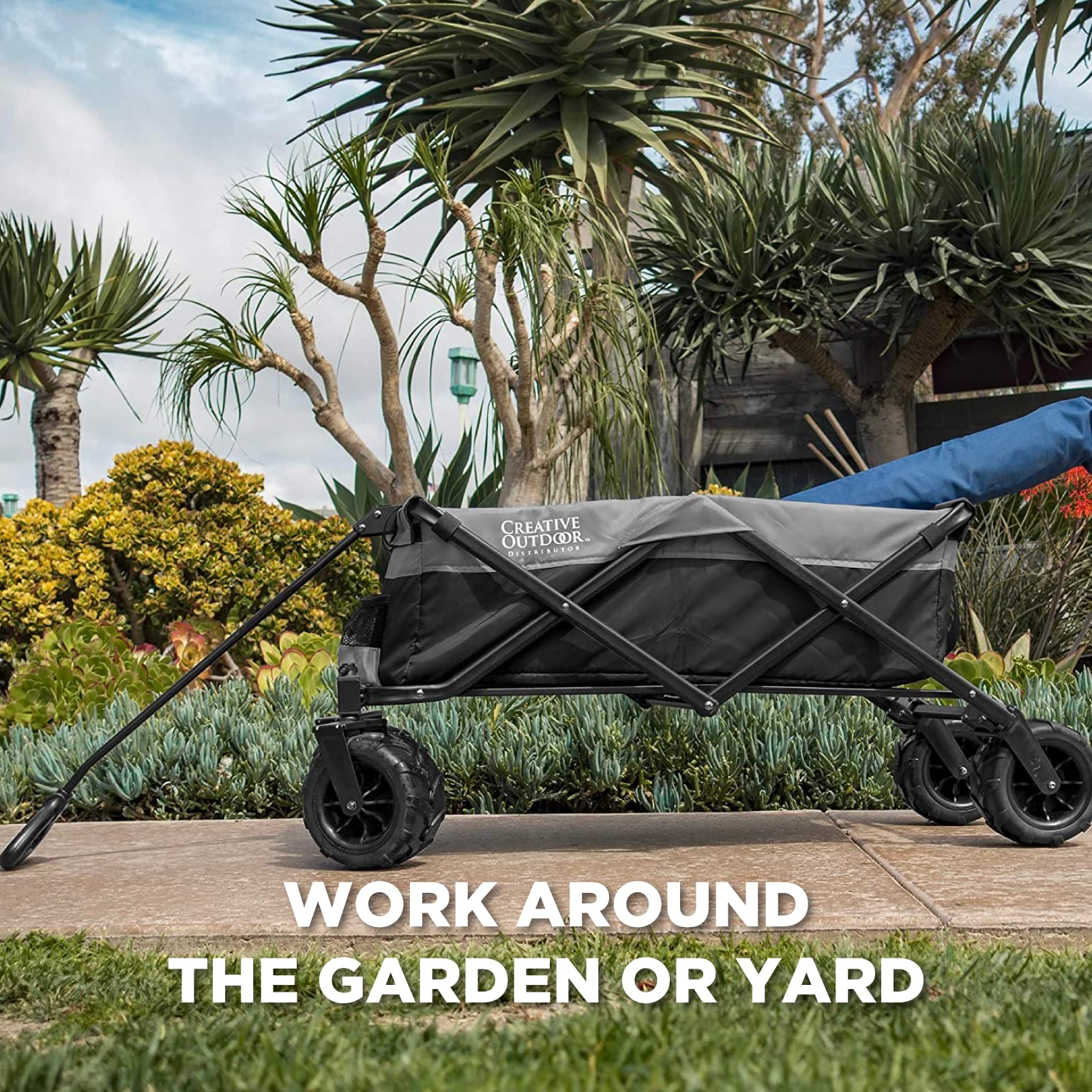 Creative Outdoor Push Pull Hauler Wagon for Kids, 200lbs Weight Capacity, All-Terrain Collapsible and Portable Folding Cart, Beach, Park, Garden, Camping & Tailgate