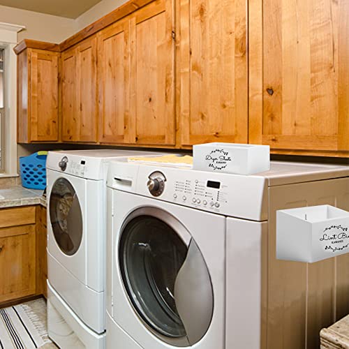 Dryer Sheet Holder Laundry Room Organization Decor Dryer Sheet Dispenser with Magnetic Lint Bin Farmhouse Wooden Dryer Sheet Holder Container