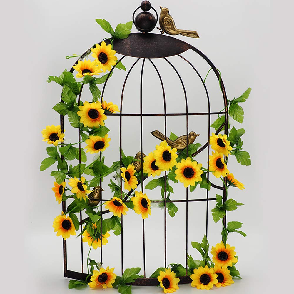 HO2NLE 4Pcs Artificial Sunflowers Hanging Vine 8.2ft Silk Fake Flowers Garlands Spring Summer for Office Room Kitchen Garden Birthday Wedding Baby Shower Party Table Decor