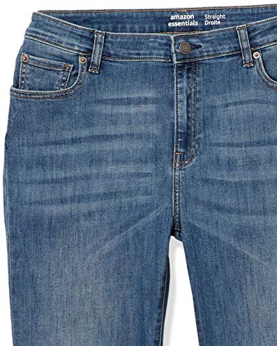 Amazon Essentials Women's Jeans, Mid Rise Straight Leg Style, Medium Wash, Slim Fit