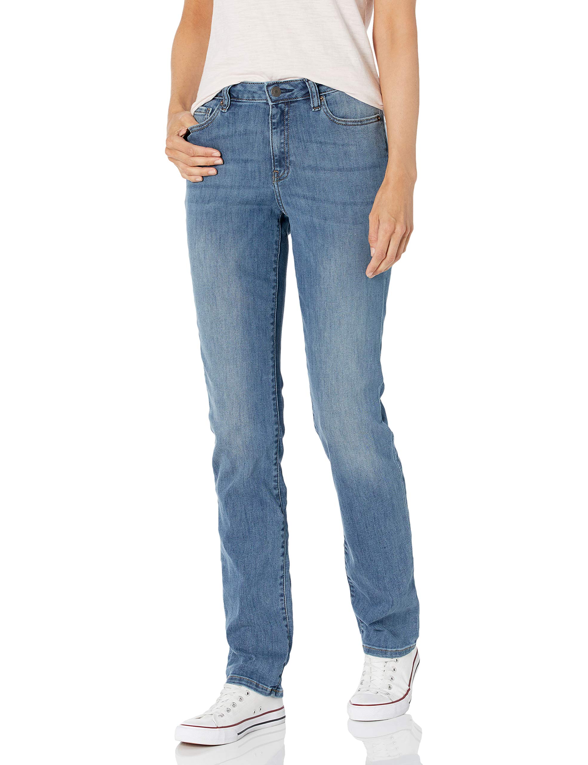 Amazon Essentials Women's Jeans, Mid Rise Straight Leg Style, Medium Wash, Slim Fit