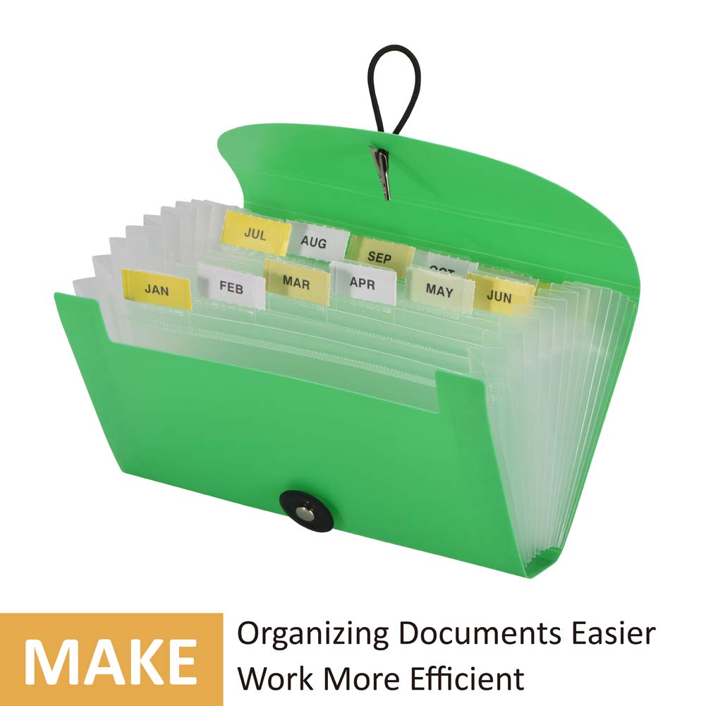SEEKIND Expanding File Folders 4 Pack, 7.1"4.2" Receipt Organizer Folder Accordion Folder Document with 13 Pocket for Office,Cards,Tickets-Water Resistant