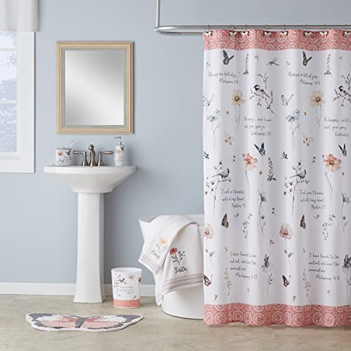 SKL Home Faithful Flowers Hand Towel,Cotton , White Small