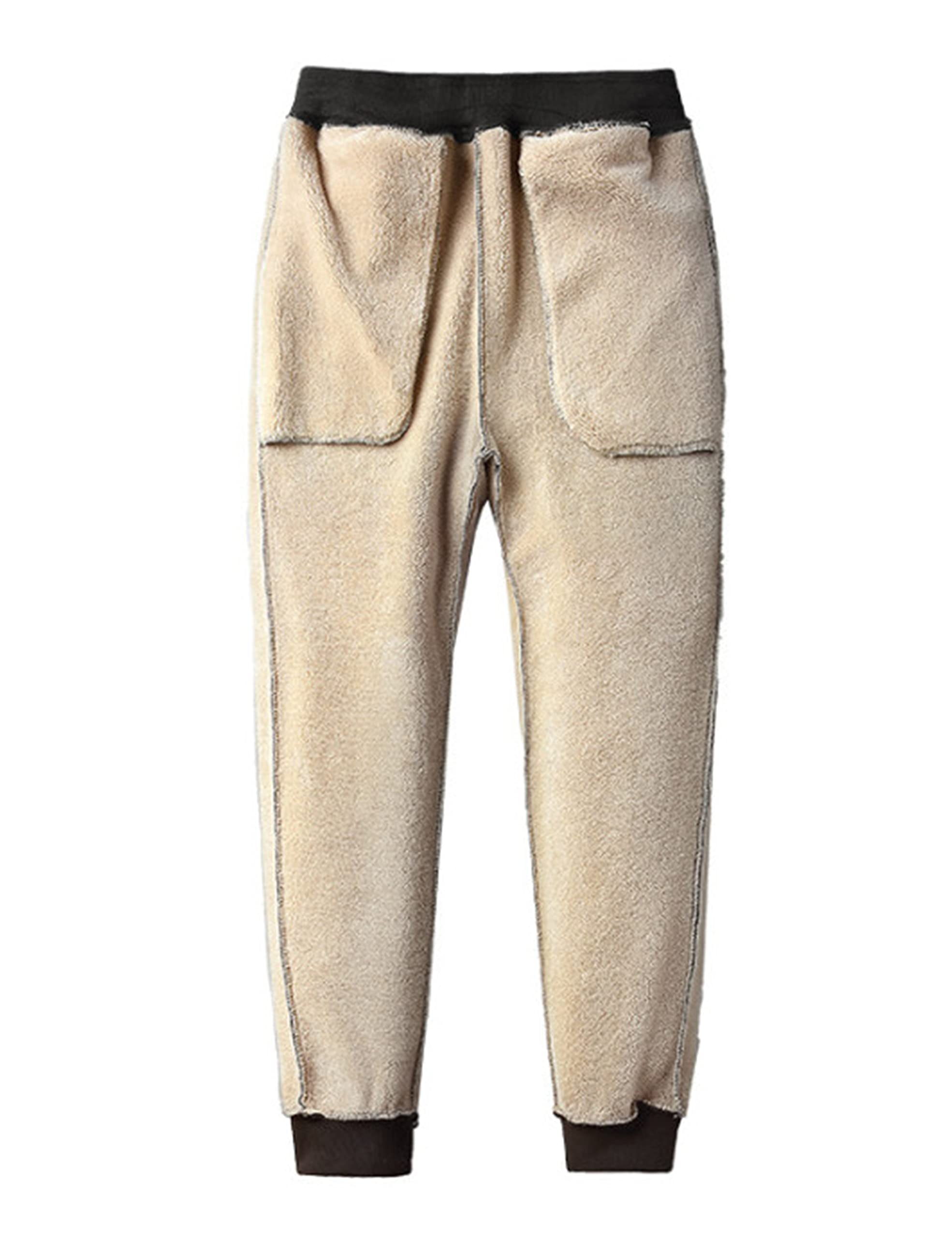 Yeokou Women's Warm Sherpa Lined Athletic Sweatpants Jogger Fleece Pants (X-Large, Black)