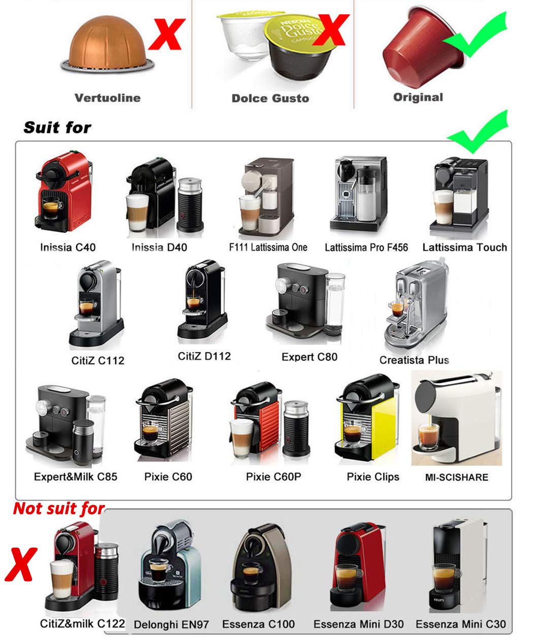 iSuperb 7PCS Reusable Coffee Capsules Refillable Brewers Compitiable (Grenn+Red+Blue+Rose red+Purple+Pink+Yellow)