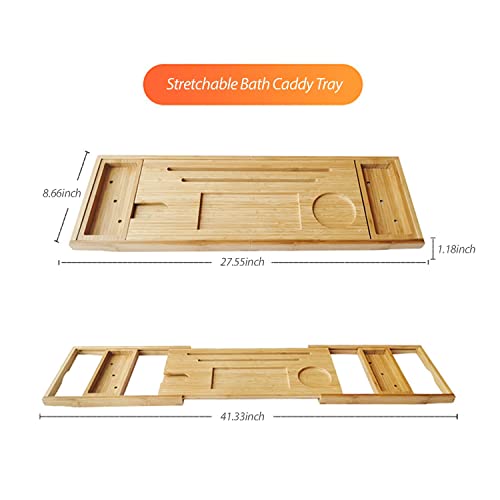 SDGH Extendable Bath Tray Bathtub Tray Spa Bath Tub Caddy Organizer Book Wine Tablet Holder Reading Rack Bathroom Accessories