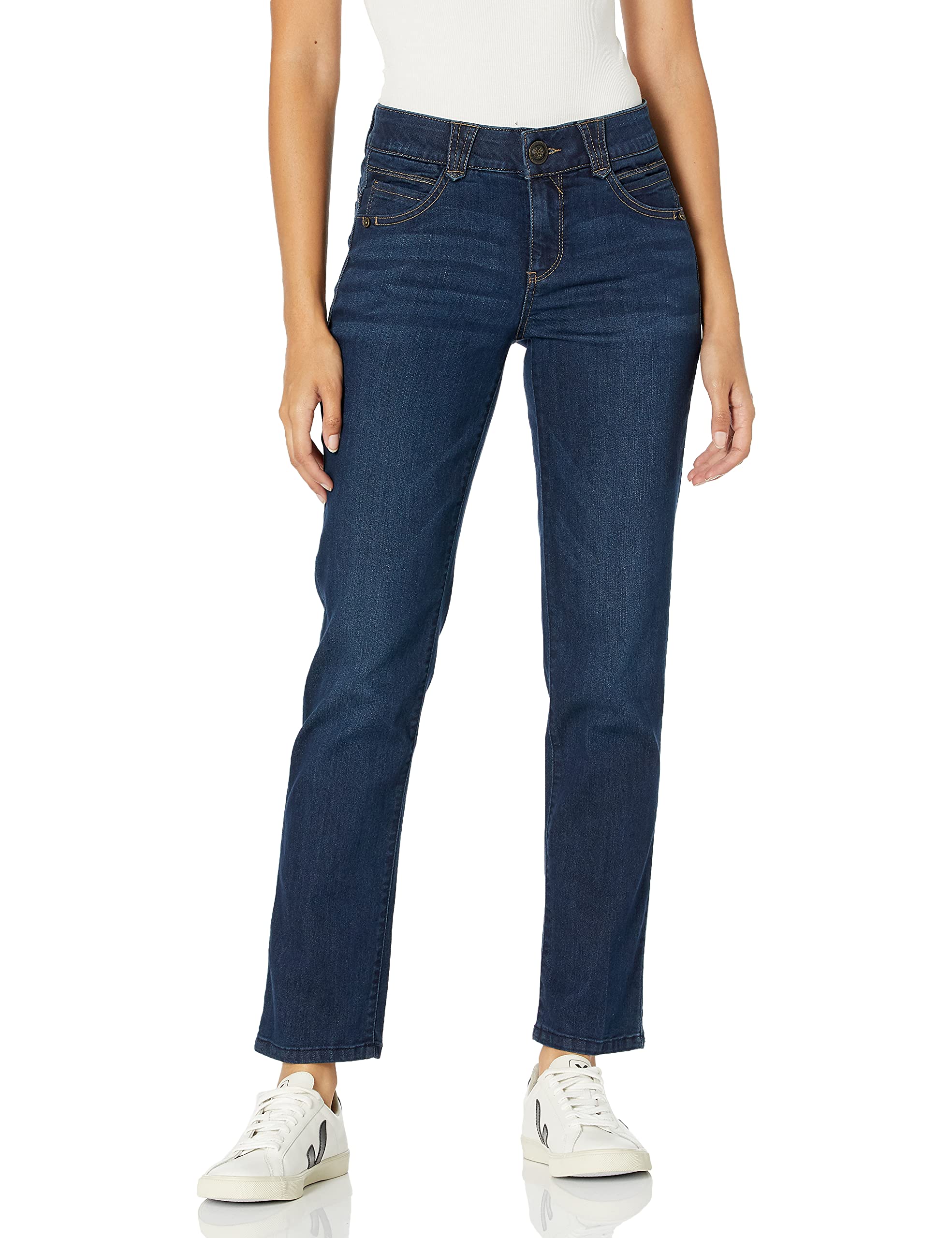 Democracy Women's Petite Ab Solution Straight Leg Jean, Indigo, 6P