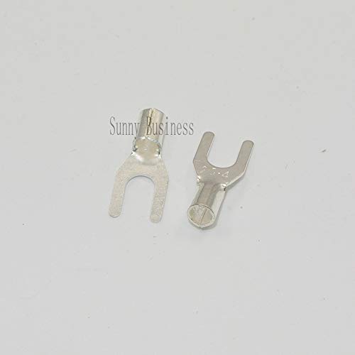 Davitu 100PCs Spade Fork Terminal Connector Non-Insulated Uninsulated 22-18 16-14GA AWG Gauge #4 - (Color: 22 to 18AWG)
