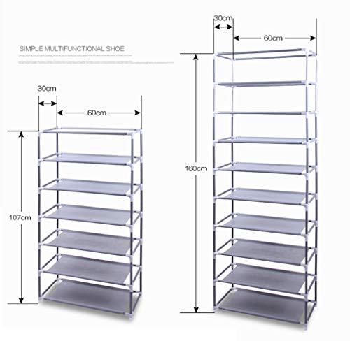 GOTOTOP 27-Pair Portable Shoe Rack, DIY Shoe Storage Shelf Organizer, Fashionable Room-Saving 9 Lattices Non-Woven Fabric Shoe Rack Wine Red