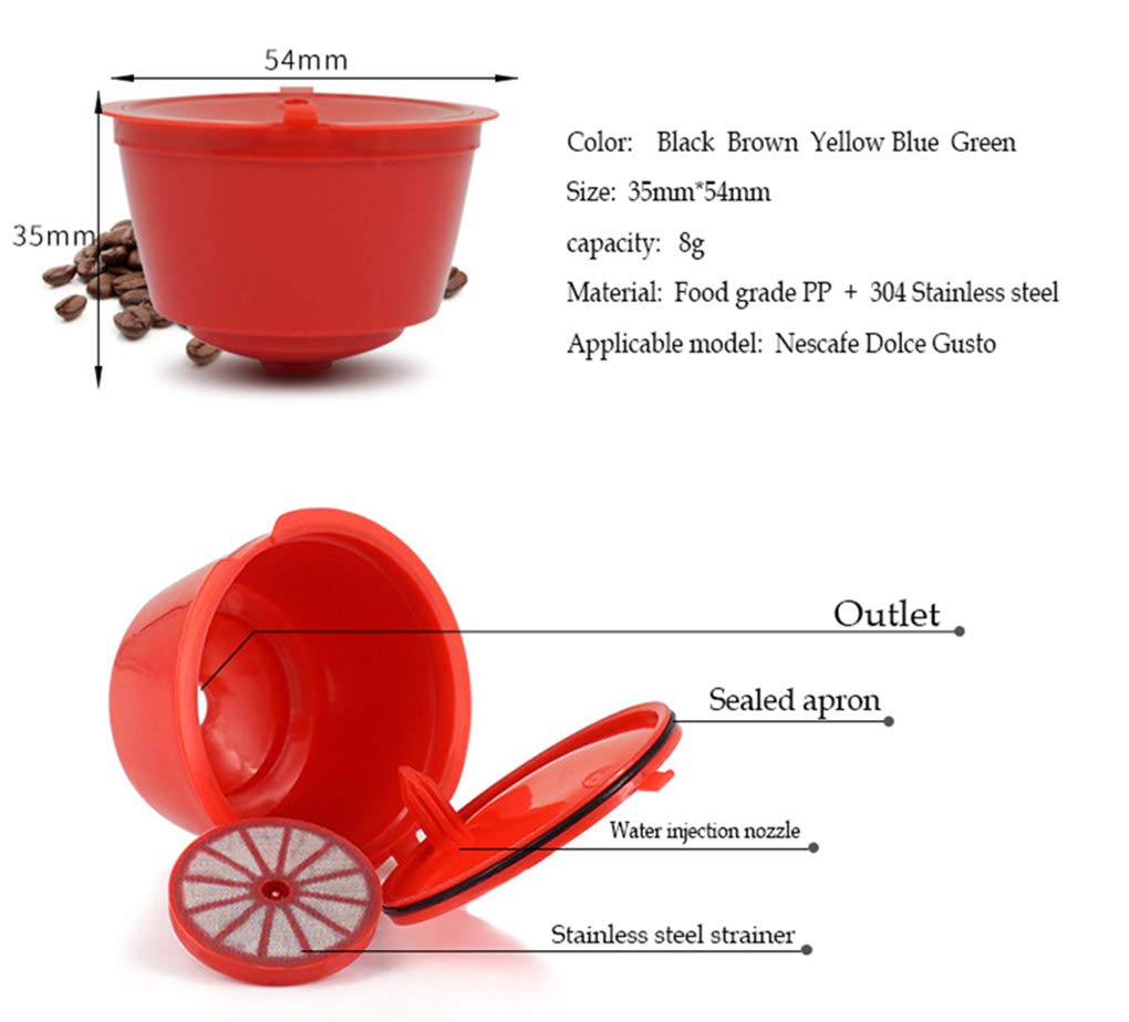 iSuperb 7PCS Reusable Coffee Capsules Refillable Brewers Compitiable (Grenn+Red+Blue+Rose red+Purple+Pink+Yellow)