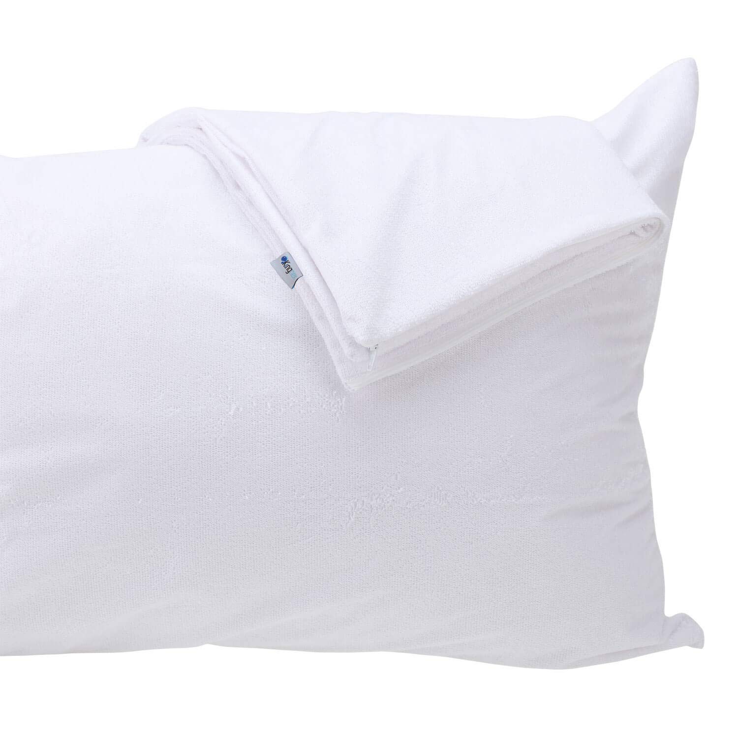 Kingnex Feather Proof Pillow Protectors with Zipper Standard Size 2 Pack - 100% Waterproof - Down Proof - Terry Surface