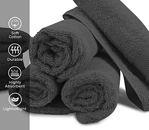 Softolle Premium 600 GSM Hand Towels β100% Combed Ring Spun Cotton Hand Towel - Pack of 6 Luxury Hand Towels - Highly Absorbent and Ultra Soft 16" x 30" inches (Grey)