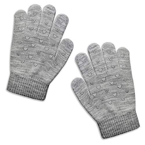 Evridwear Boys Girls Magic Stretch Gripper Gloves 3 Pair Pack Assortment, Kids One Size Winter Warm Gloves Children (6-8Years, 3 Pairs Heart Printing)