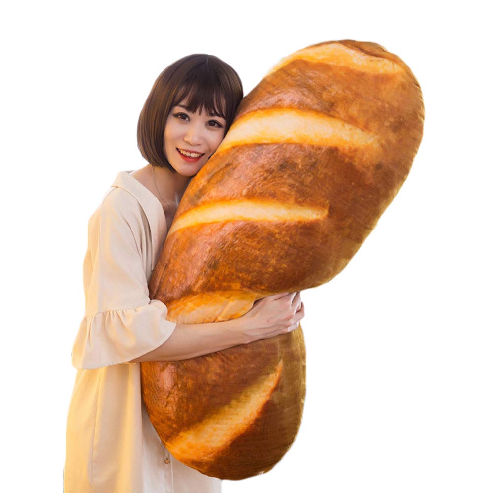 Levenkeness 3D Simulation Bread Shape Plush Pillow,Soft Butter Toast Bread Food Cushion Stuffed Toy for Home Decor 31.4"