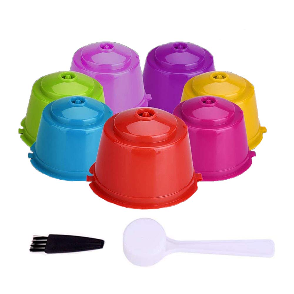 iSuperb 7PCS Reusable Coffee Capsules Refillable Brewers Compitiable (Grenn+Red+Blue+Rose red+Purple+Pink+Yellow)