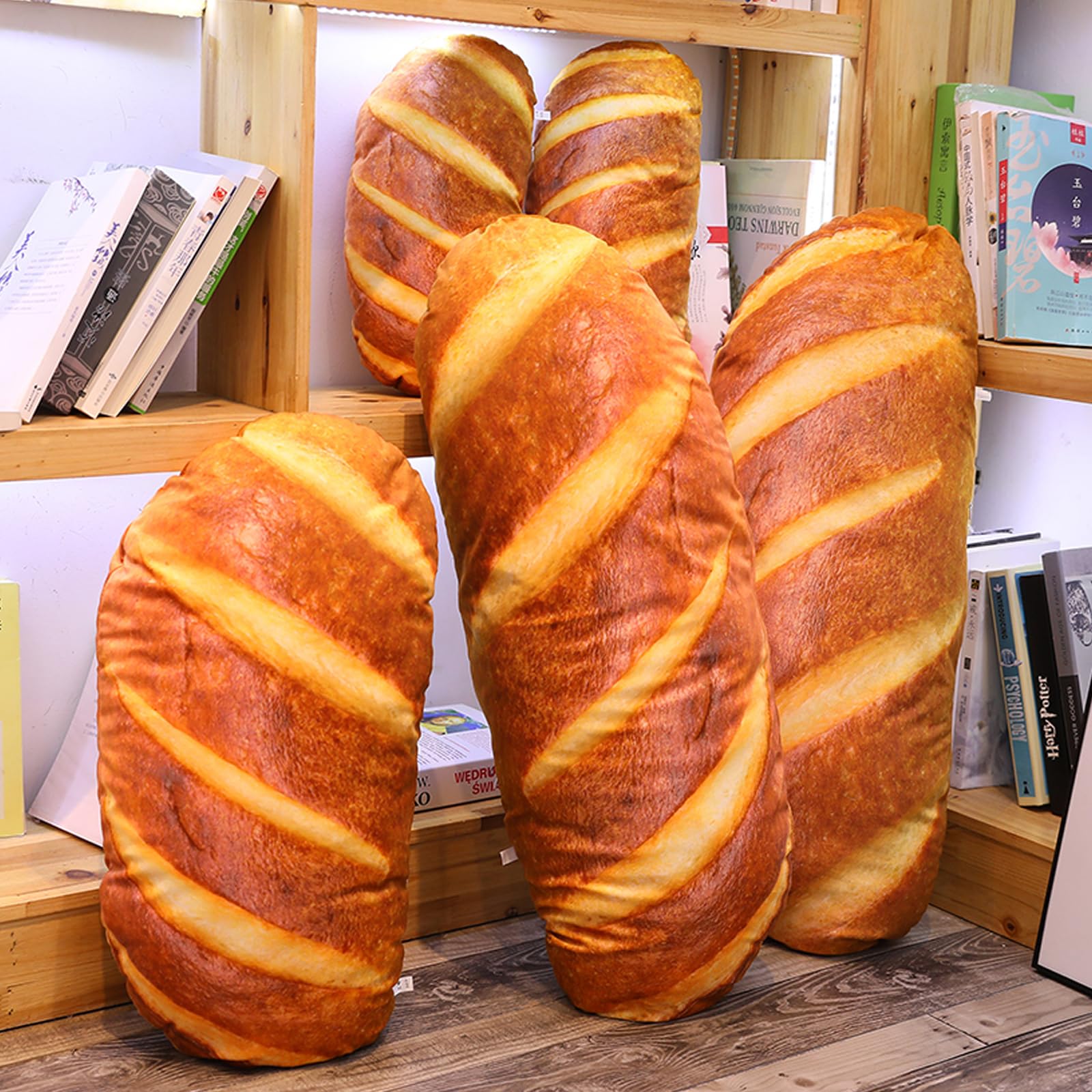 Levenkeness 3D Simulation Bread Shape Plush Pillow,Soft Butter Toast Bread Food Cushion Stuffed Toy for Home Decor 31.4"