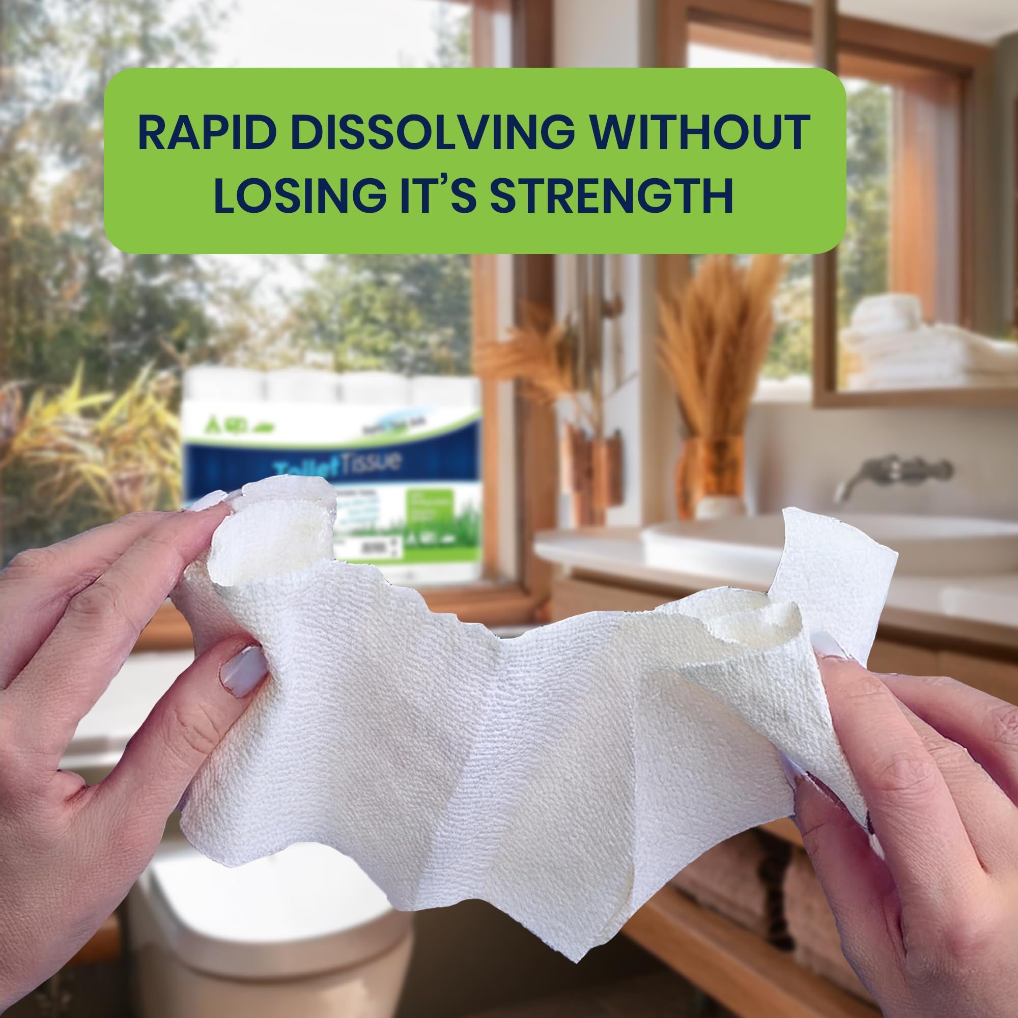 Freedom Living RV Toilet Paper (2-Ply, 8 Rolls, 500 sheets each) - Biodegradable Septic Tank Safe Rapid Dissolve Toilet Tissue for Camping, Marine, RV Holding