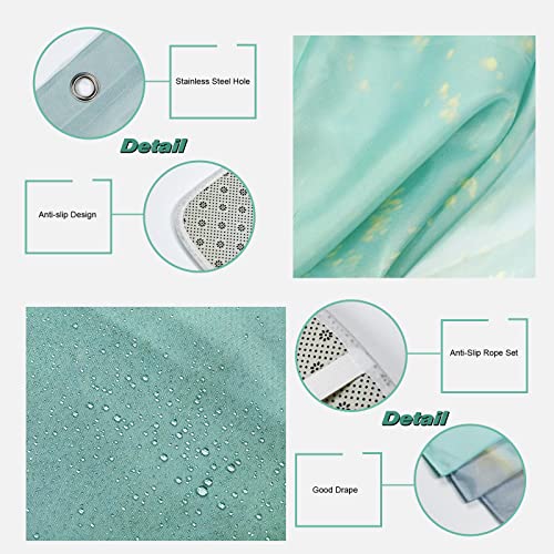 Apprekt 4Pcs Blue Marble Shower Curtain Sets with Rugs, Bathroom Curtains Shower with Non-Slip Rug,Fabric Shower Curtain Modern Bathroom Accessories Decor with Bath Mats(72 x 72 Inch)