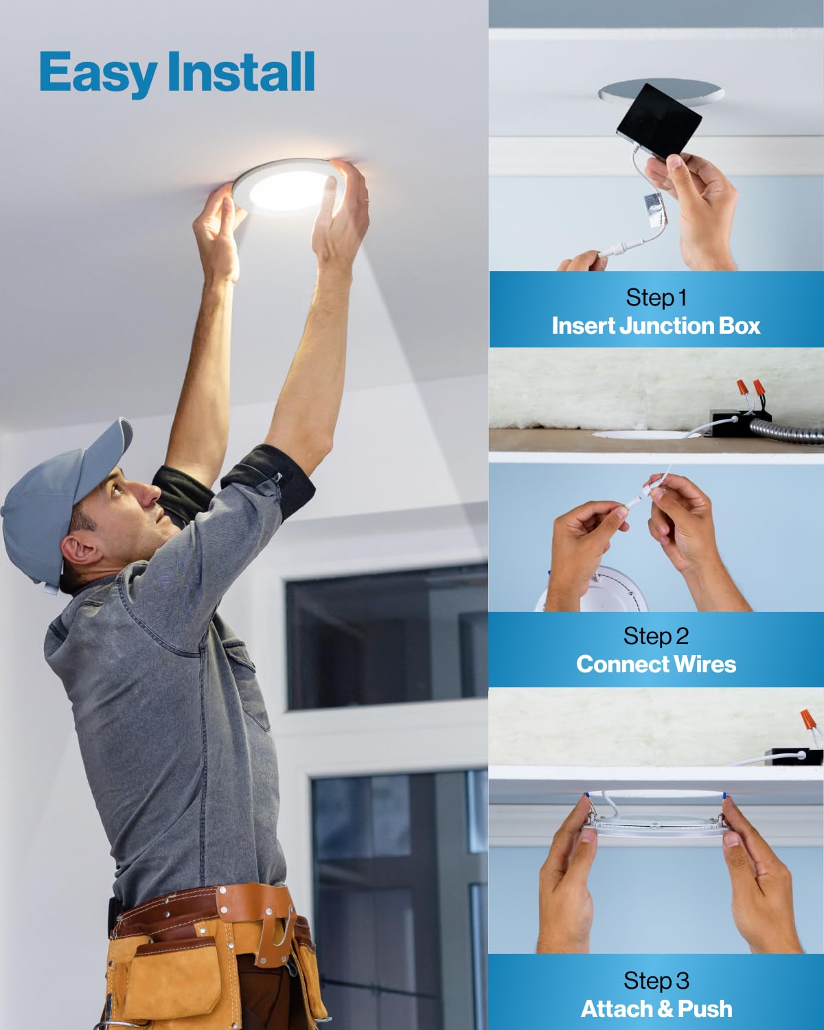 Sunco 12 Pack 6 Inch Ultra Thin LED Recessed Ceiling Lights, 6000K Daylight Deluxe, Dimmable, 14W, Wafer Thin, Canless with Junction Box