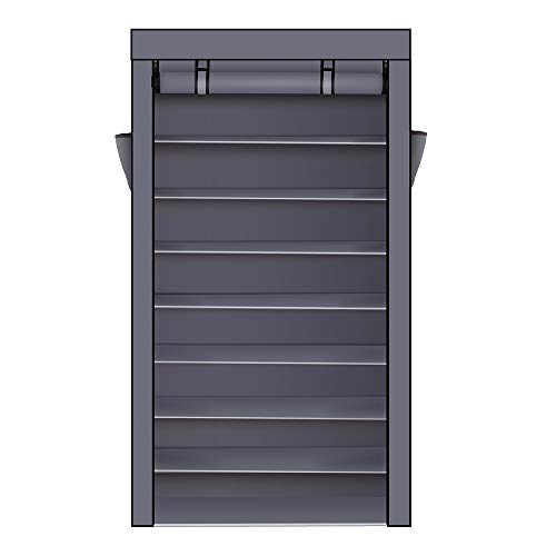 Shoe Storage Cabinet,10 Tiers 45 Pairs Shoe Rack with Dustproof Cover Organizer (Grey)