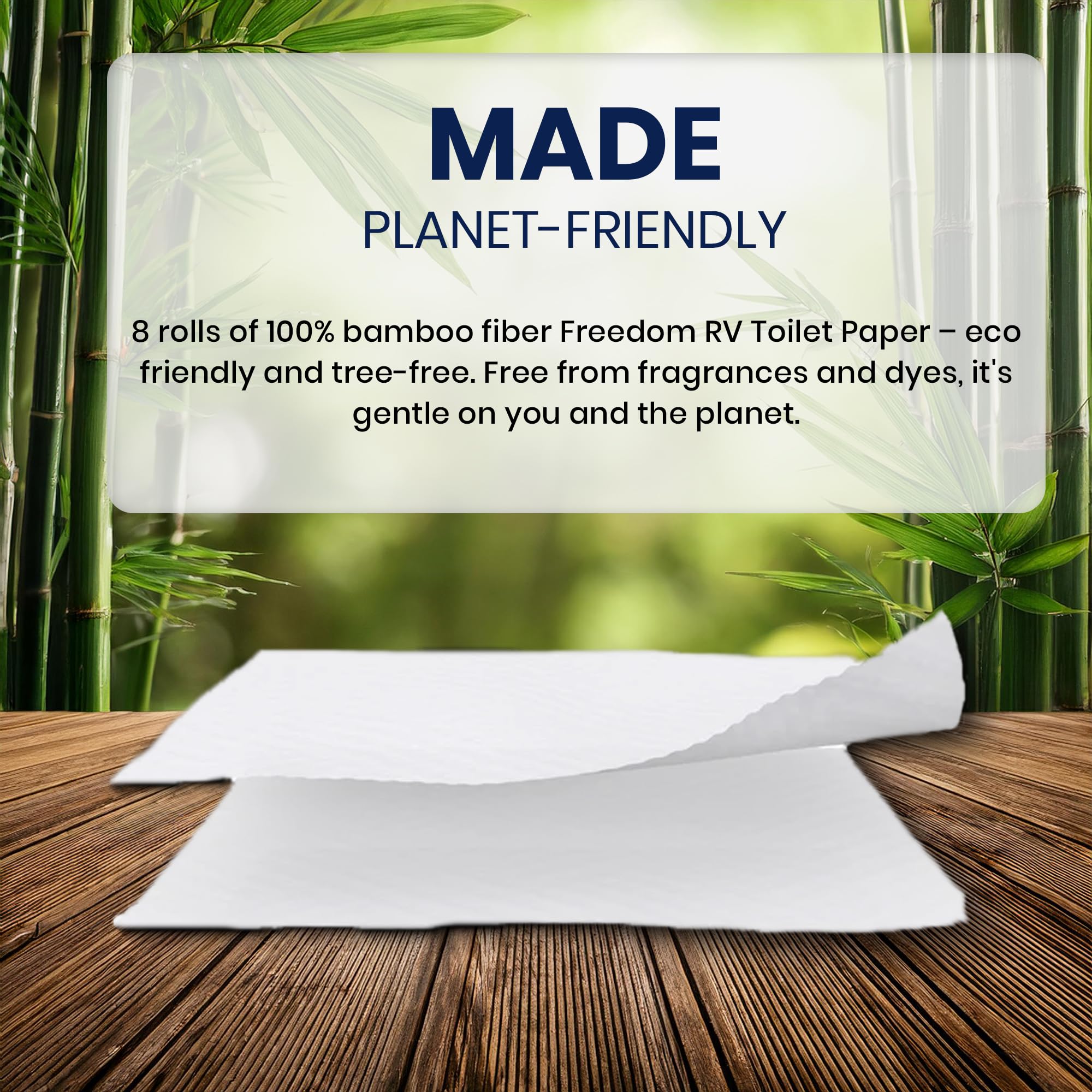 Freedom Living RV Toilet Paper (2-Ply, 8 Rolls, 500 sheets each) - Biodegradable Septic Tank Safe Rapid Dissolve Toilet Tissue for Camping, Marine, RV Holding
