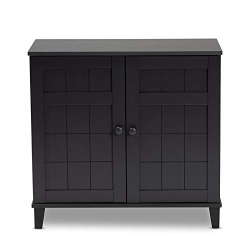BOWERY HILL Contemporary 4-Shelf Wood Shoe Cabinet in Dark Gray