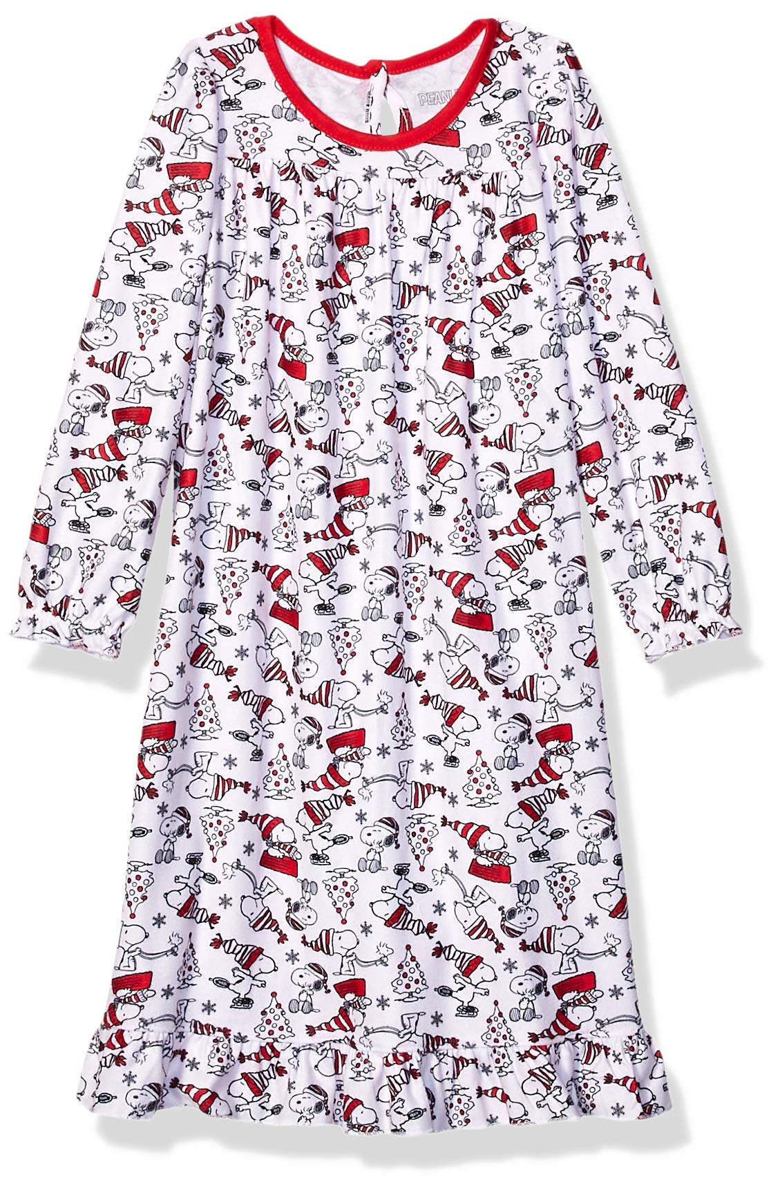 Peanuts Snoopy Girls Christmas Holiday Granny Nightgown Pajama, M