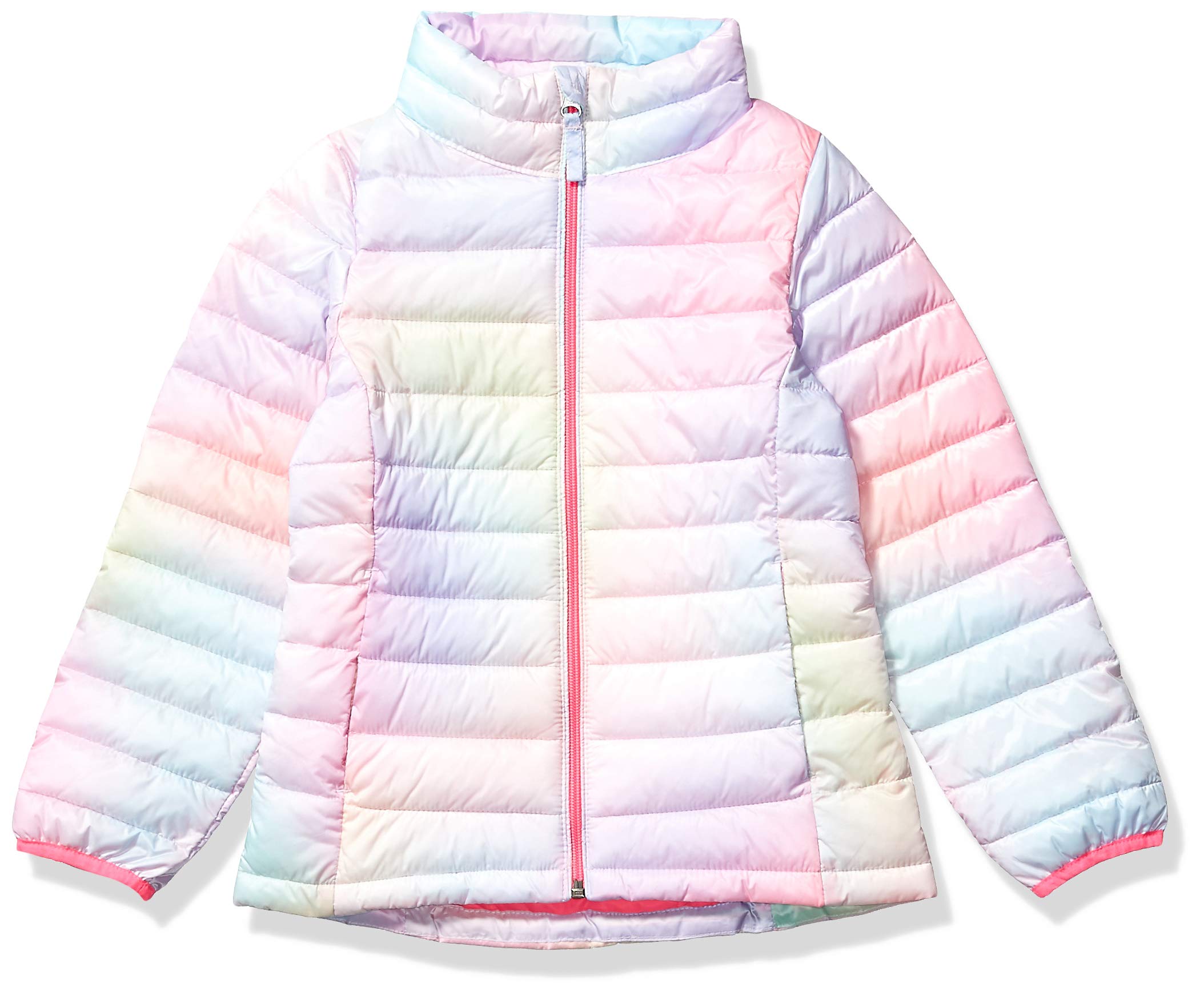 Amazon Essentials Toddler Girls' Lightweight Water-Resistant Packable Mock Puffer Jacket, Pink Ombre, 4T