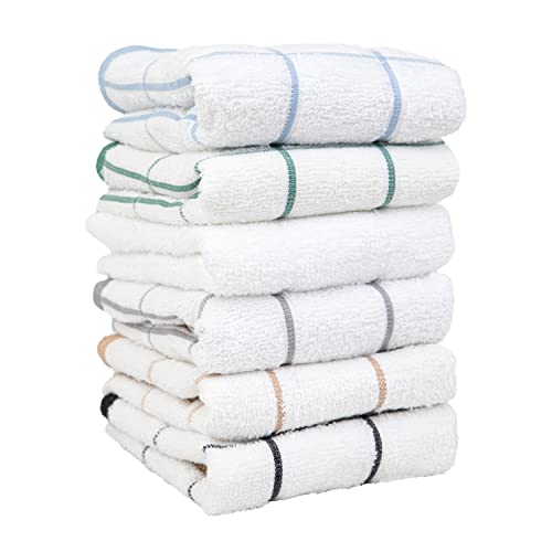 Arkwright Cotton Dishcloths Kitchen Towels Bulk - (Pack of 12) Absorbent Terry Tea Towels, Dish Washing Cloths for Cooking, Drying Dishes, and Cleaning, 15 x 25 in, White